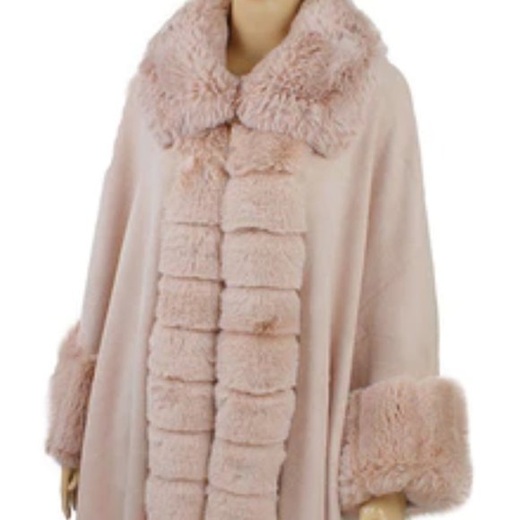 Accessories | Faux Fur Trim Cape Ruana | Poshmark